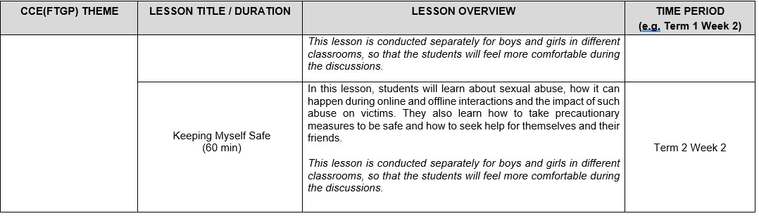 MOE Sexuality Education Information for Parents